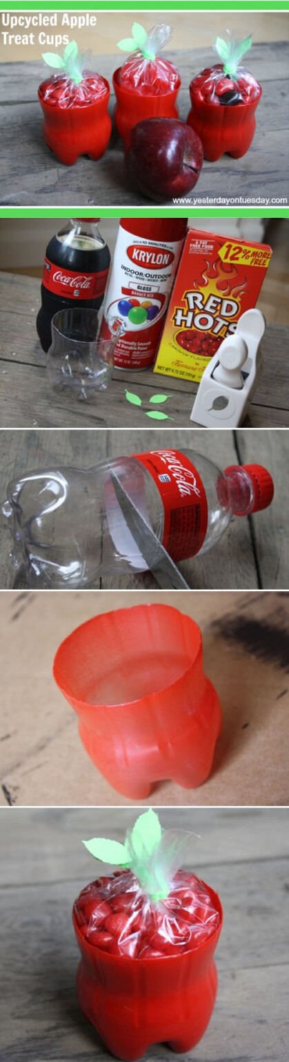 DIY Plastic Bottle Apple Treat Cup