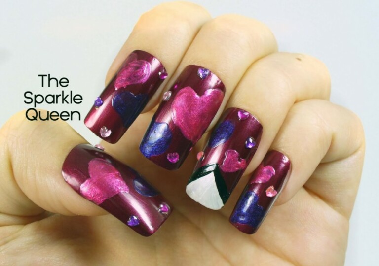 Hearts on Your Nails for Romantic Look – 18 Date Night Nail Art Ideas