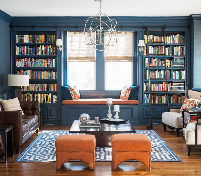 20 Remarkable Living Room Library Design Ideas