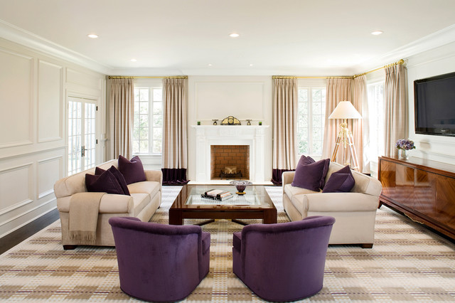 20 Purple Accents For Luxurious Living Room Decor